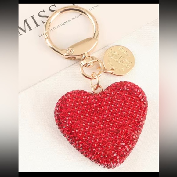 Bags | 2 Crystal Heart Keychain Bag Charm New | Poshmark